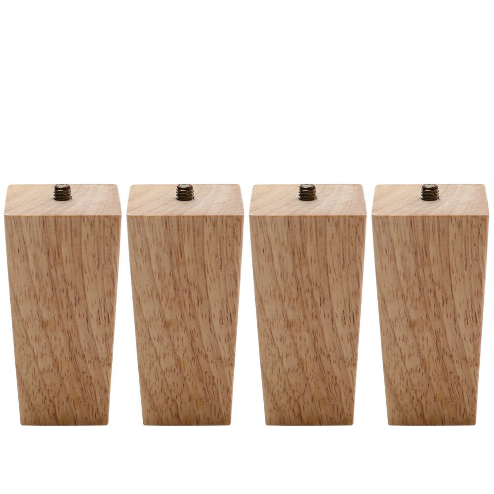 Set of 4 Solid Oak Wood Furniture Support Feet Square Legs 10-20cm for ...