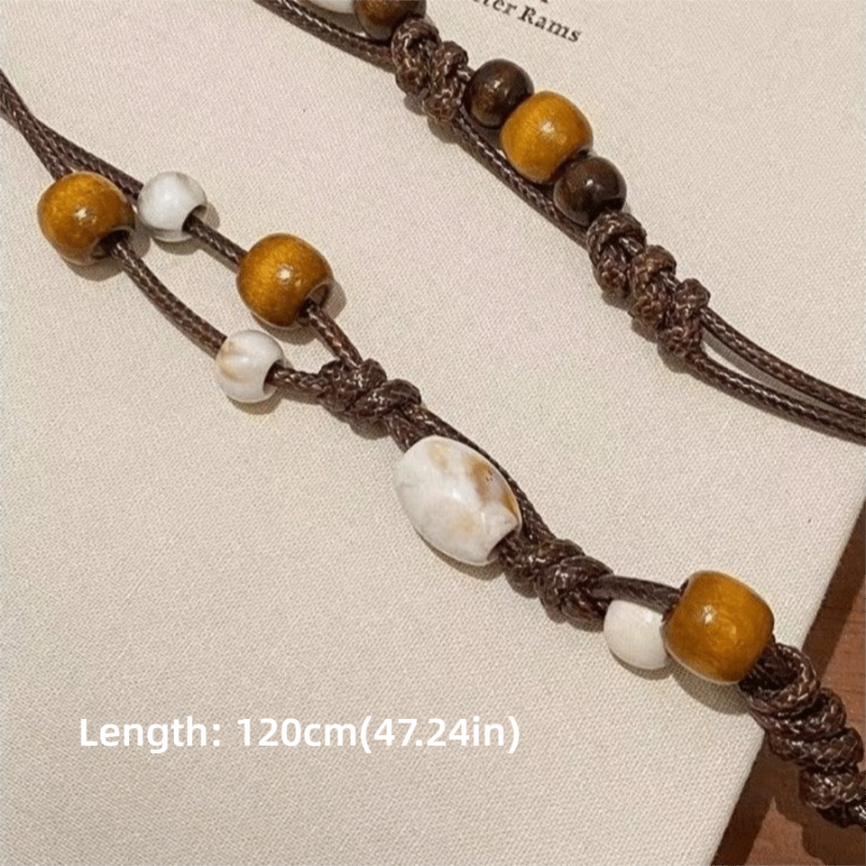 Wooden Bead Waist Chain Adjustable Slenderizing Waist Rope for Dress ...