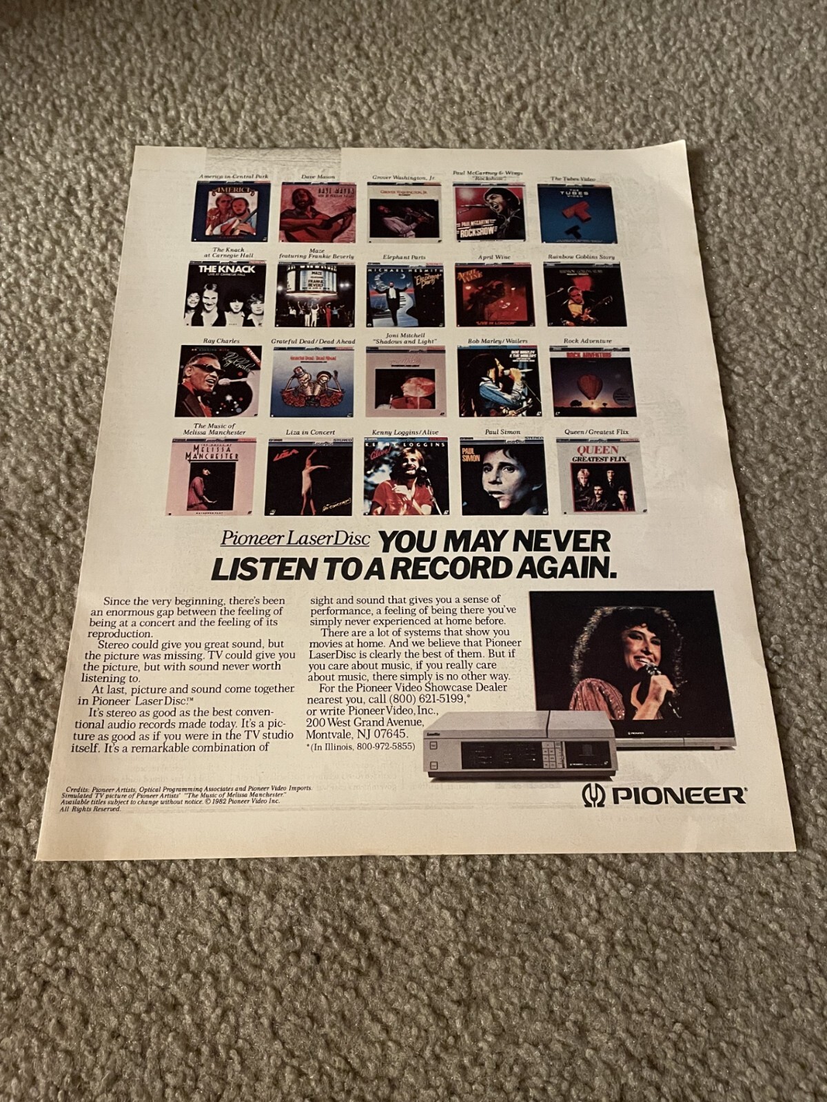 Vintage 1983 PIONEER LASERDISC PLAYER PRINT AD 1980s | eBay