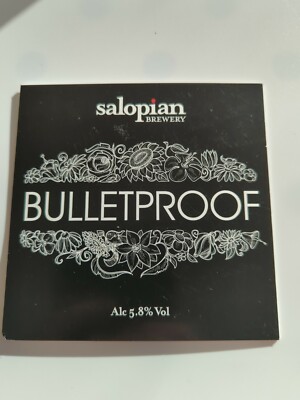 Beer pump clip badge front SALOPIAN brewery BULLET PROOF real cask ale ...