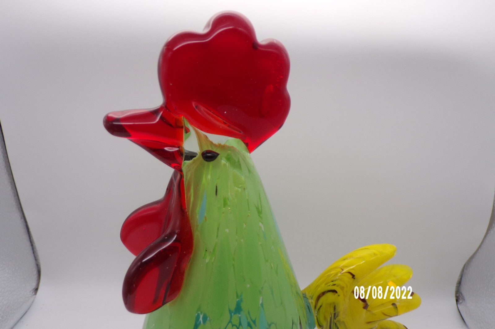 Vintage Murano Art Glass Multicolor CHICKEN HEN ROOSTER Figurine 9 3/4 ...