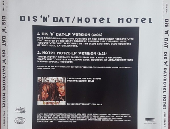 Dis 'N' Dat: Dis 'N' Dat / Hotel Motel PROMO MUSIC AUDIO CD LP Versions ...