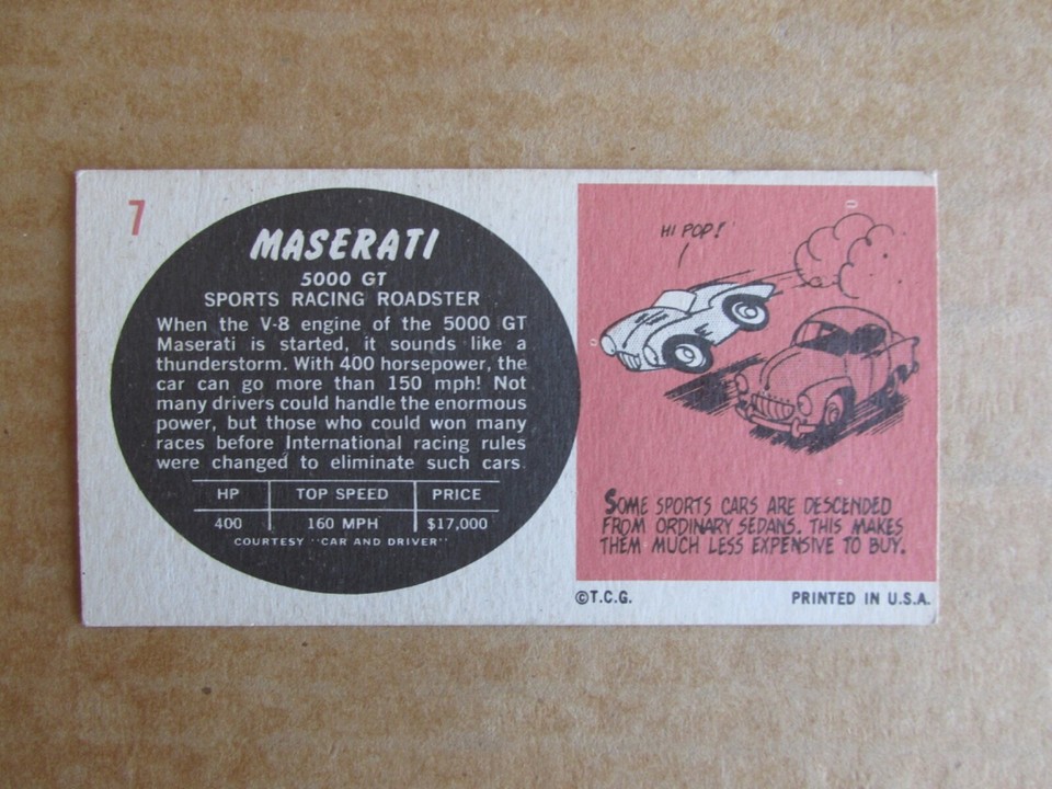 1961 TOPPS SPORTS CARS CARD SINGLES COMPLETE YOUR SET PICK CHOOSE | eBay