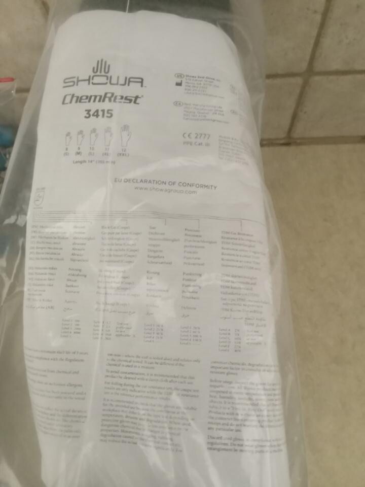 showa chemrest 3415 / size 10 large dozen BRAND NEW Chemical Resistant ...