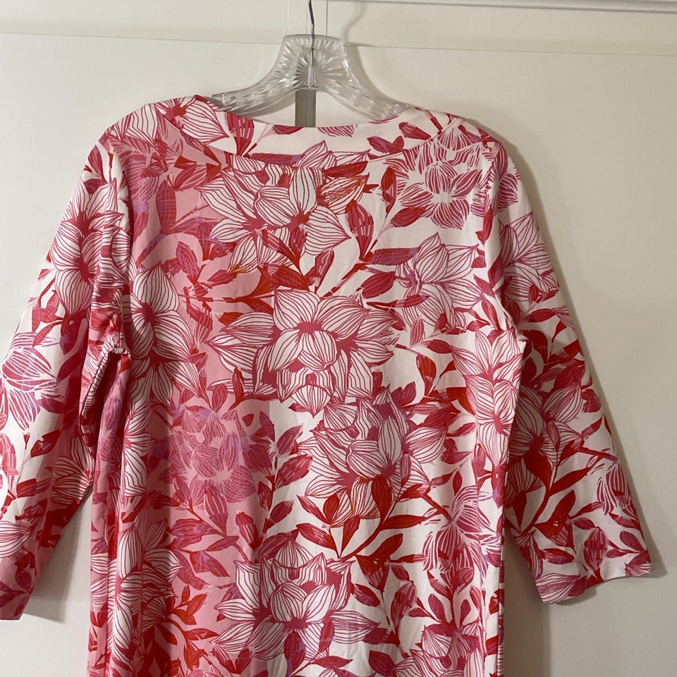 CARIBBEAN JOE Island Supply Co MEDIUM Pullover DRESS V-neck 3/4 Sleeves ...