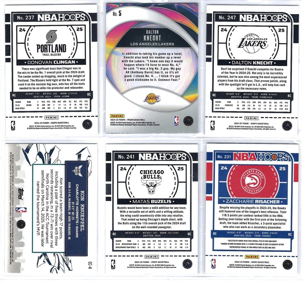 NBA Basketball - Mixed Bulk Lot - 6 x cards - Various Teams & Players ...