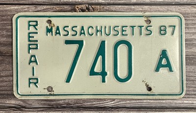 1987 Massachusetts REPAIR License Plate 740 A | eBay
