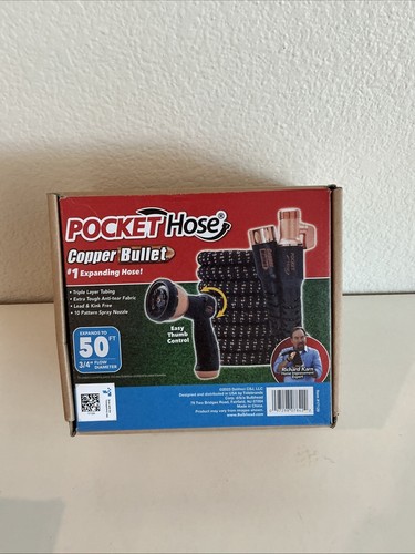 Pocket Hose Copper Bullet With Thumb Spray Nozzle AS-SEEN-ON-TV Expands ...