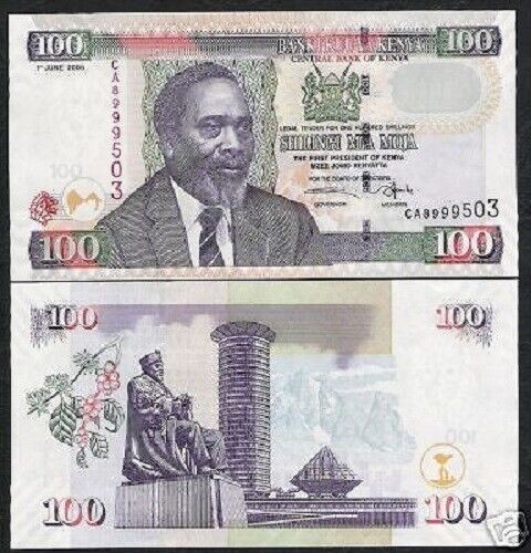 Kenya 100 SHILLINGS P-42 2006 Kenyatta Kenyan World Currency UNC BANK ...