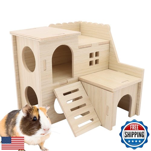 kcrygogo Large Hamster Maze Wood House Fun Slide House Double-Decker ...