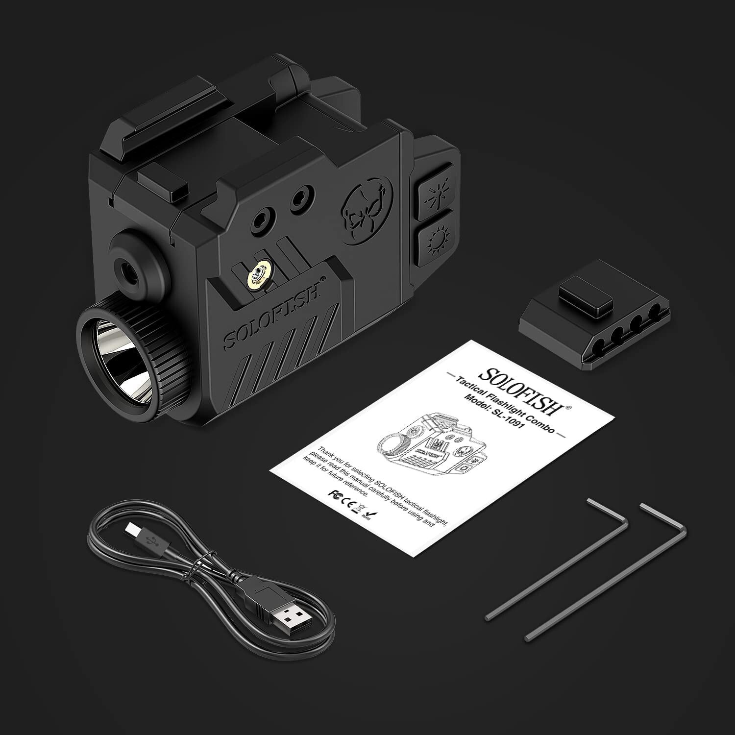 SOLOFISH Blue Laser Sight & Flashlight Combo Strobe Light Rechargeable ...