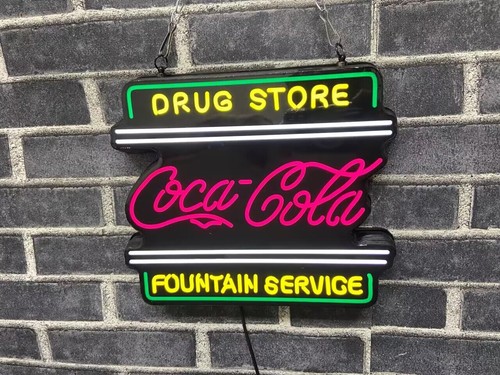 Coca Cola Drug Store Coke Fountain Service 10" Vivid LED Neon Lamp Sign ...
