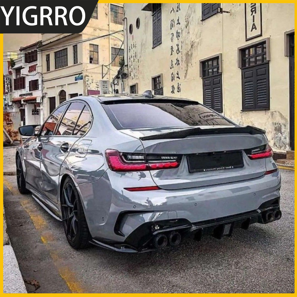 CMS Gloss Black Rear Diffuser W/ LED Light For 19-22 BMW 3 Series G20 ...