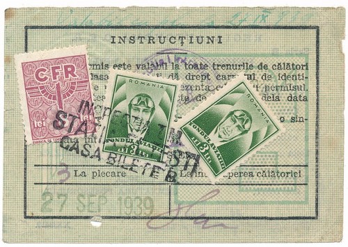 Romania Train Pass Focsani Ticket Railway 1939 CFR WW2 Stamp | eBay