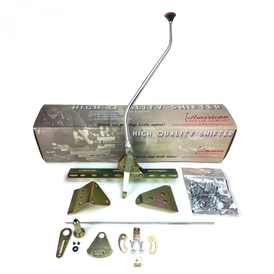 Ford AOD Single Action Shifter Kit 23" Arm w/ Dual Bend and Black Knob ...