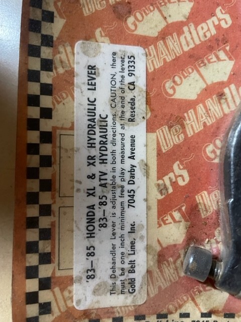 GOLD BELT LINE DEHANDLER LEVER, 83-85 HONDA XL, XR, ATV HYDRAULIC LEVER ...