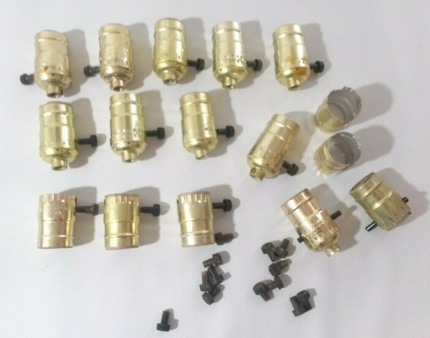 Lot of Brass Color Lamp Socket On Off Push Through Switch Parts | eBay