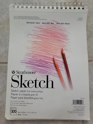 Strathmore Sketch Wire bound book- 100 9"x12" White fine tooth surface ...