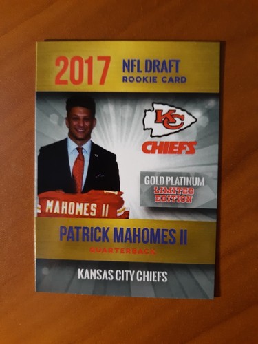 2017 Patrick Mahomes ll Rc. NFL Draft Gold Platinum Limited Edition ...
