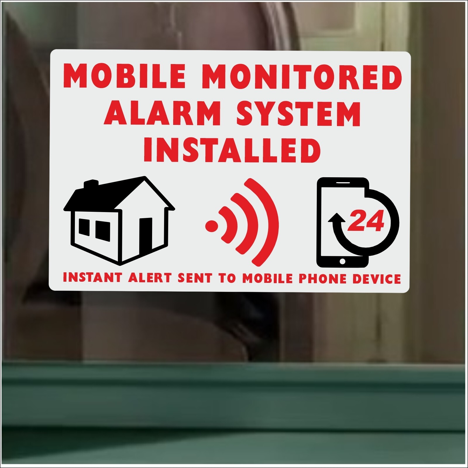 MOBILE Monitored Alarm System Installed Sign Window Stickers Warning ...