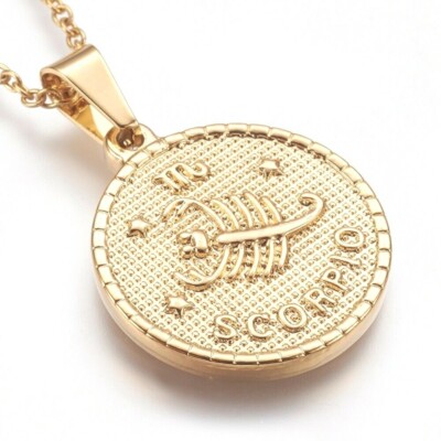 SCORPIO ZODIAC PENDANT Gold Colour Stainless Steel And Stainless Steel ...