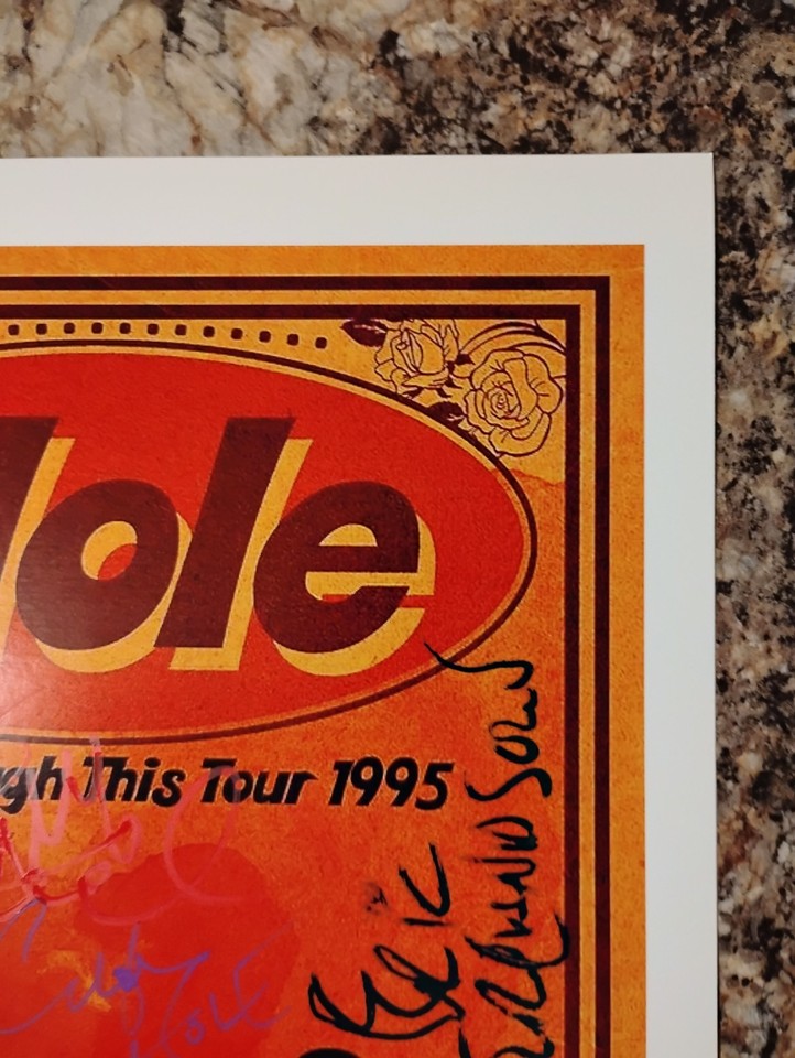 HOLE BAND SIGNED POSTER PRINT WITH BACKSTAGE PASS Ticket COA Kurt ...