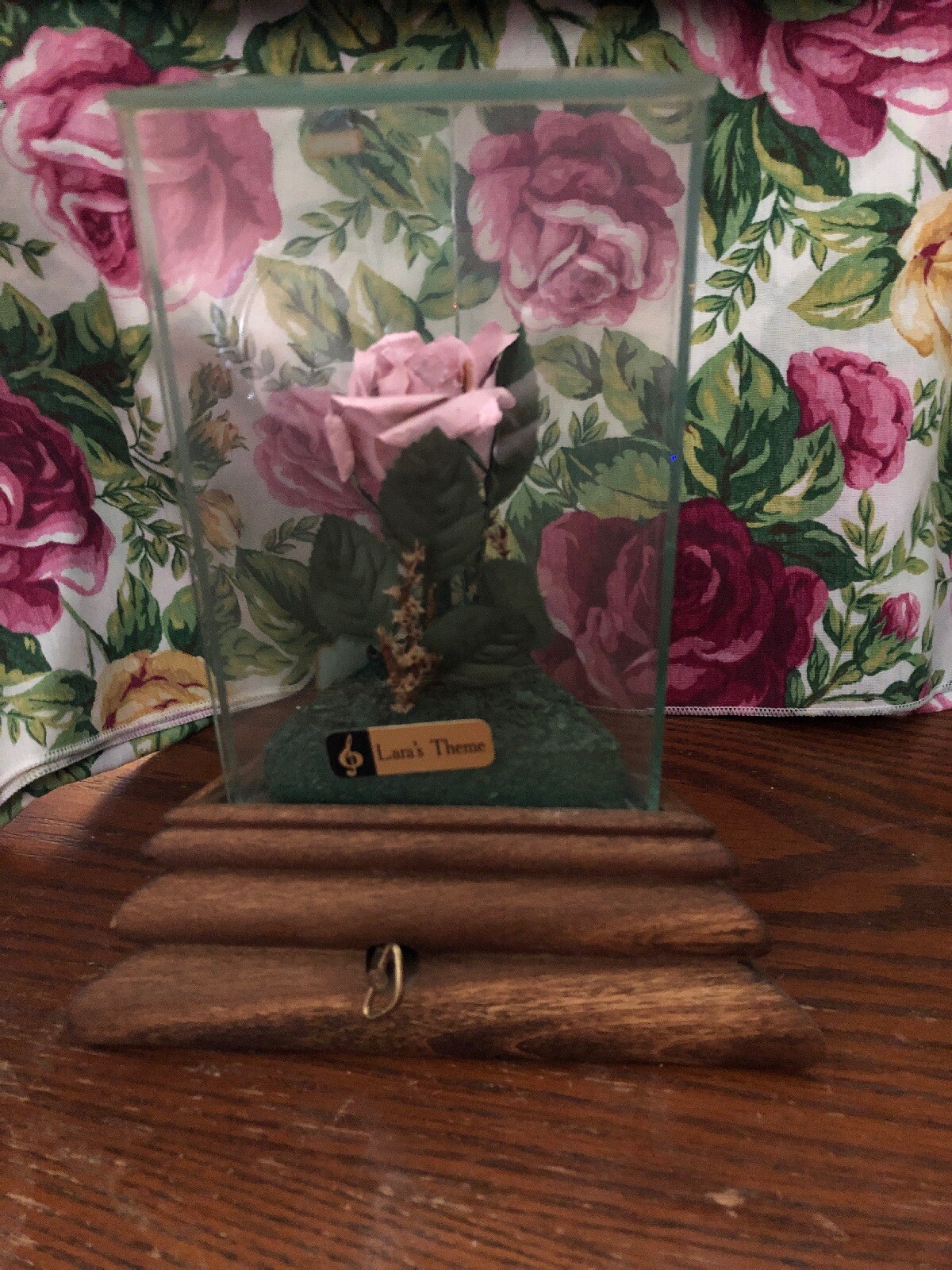 Vintage Real Roses LIFESAKE Rare Flowers Glass & Wood Music Box Lara's ...