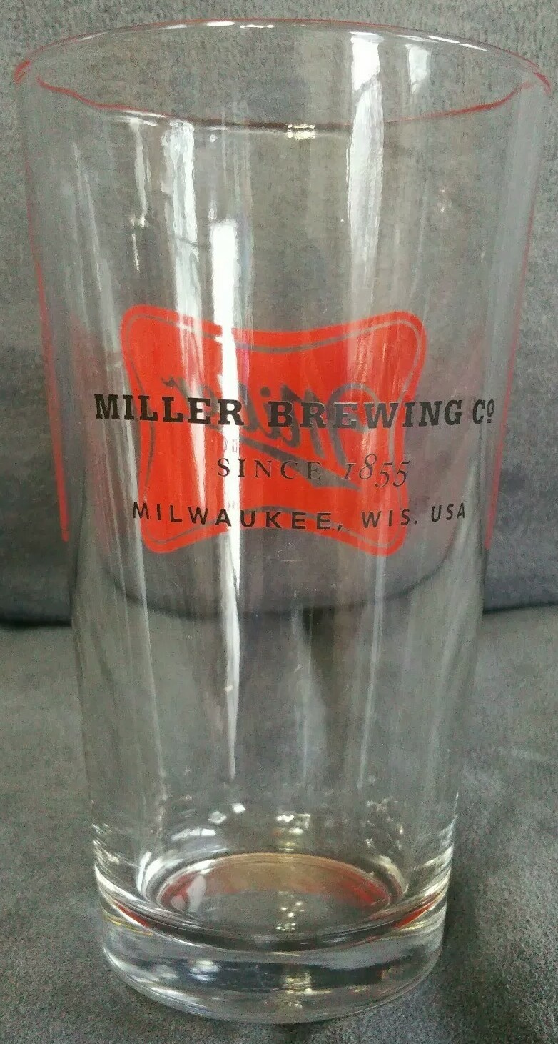 Miller Brewing Co Since 1855 Milwaukee Red Logo Beer Brewery Pint Glass ...