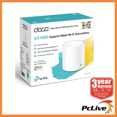 TP-LINK Deco X20 AX1800 WiFi 6 Wireless Gigabit Router Home Mesh Range ...