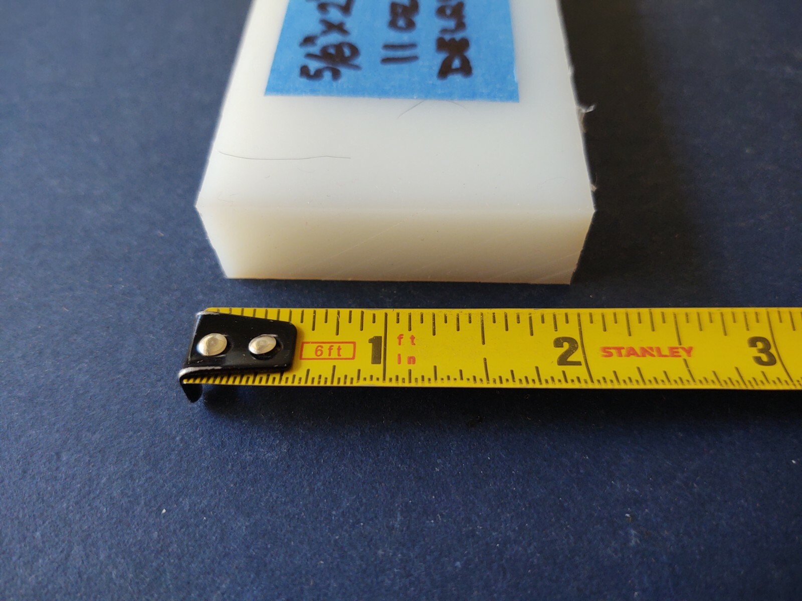 White Acetal Resin Delrin® Flat Bar Stock: 5/8” thickness, 2” width, 16 ...