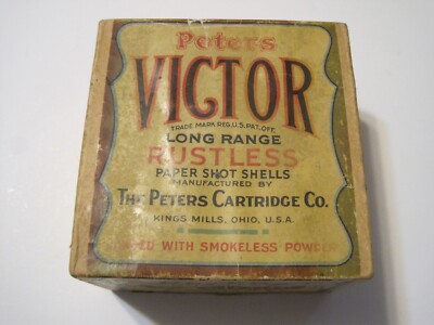 VINTAGE 2 PIECE PETERS VICTOR 12 GAUGE SHOTGUN BOX - EXCELLENT SPECIMAN ...