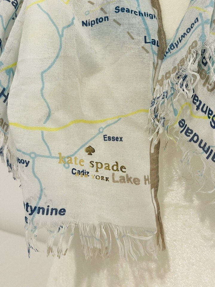 Kate Spade Scarf- Shawl "OFF THE MAP" 100% Viscose / Apprx. 26" X 82 ...