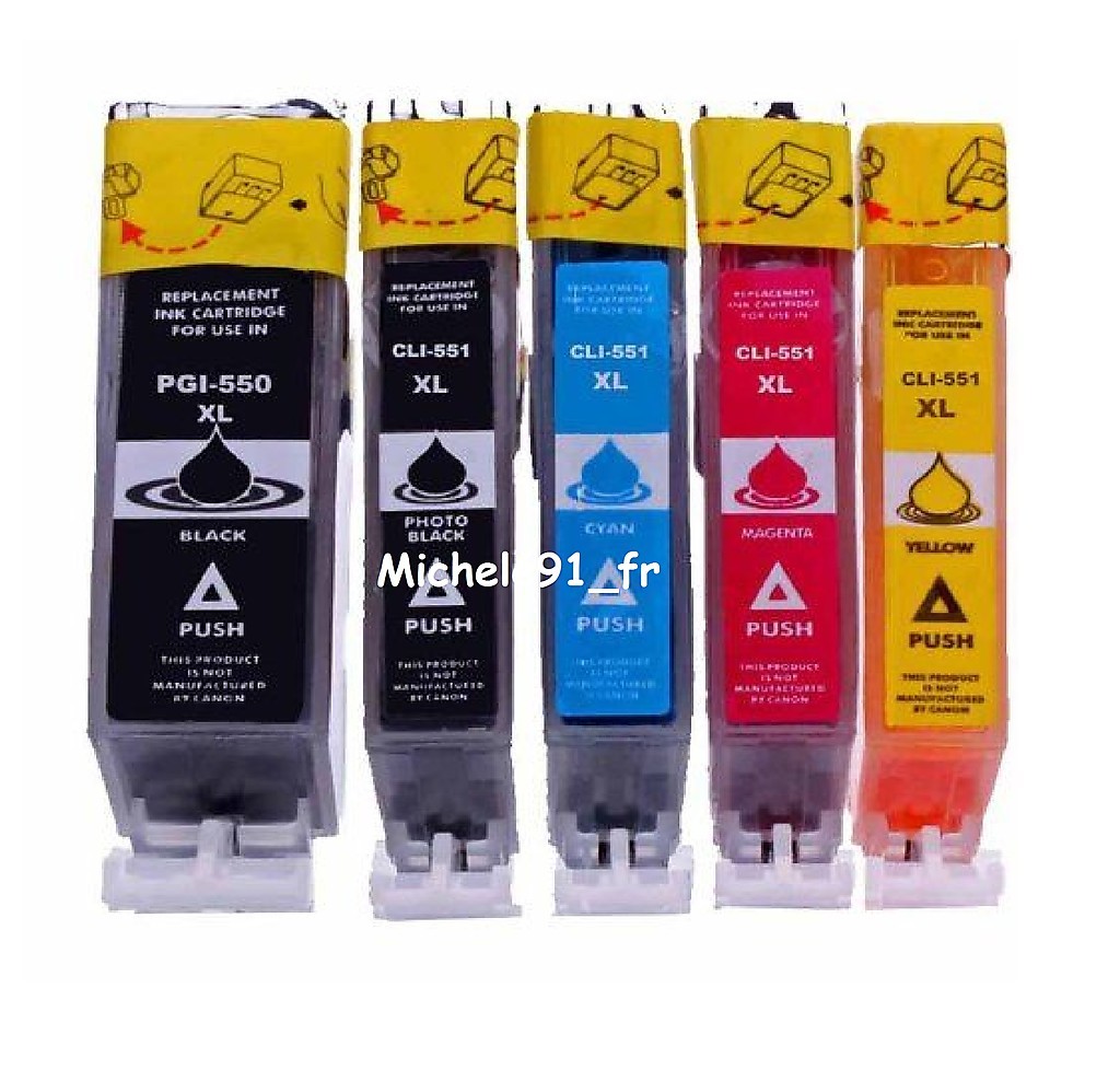 Encres compatibles 550 551 XL pour imprim Canon MG6300 : 1 4 5 ... 20 ...