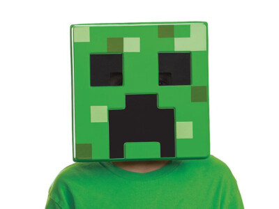 Kids Minecraft Creeper Mask 3D Paper Halloween Costume Child Gamer ...
