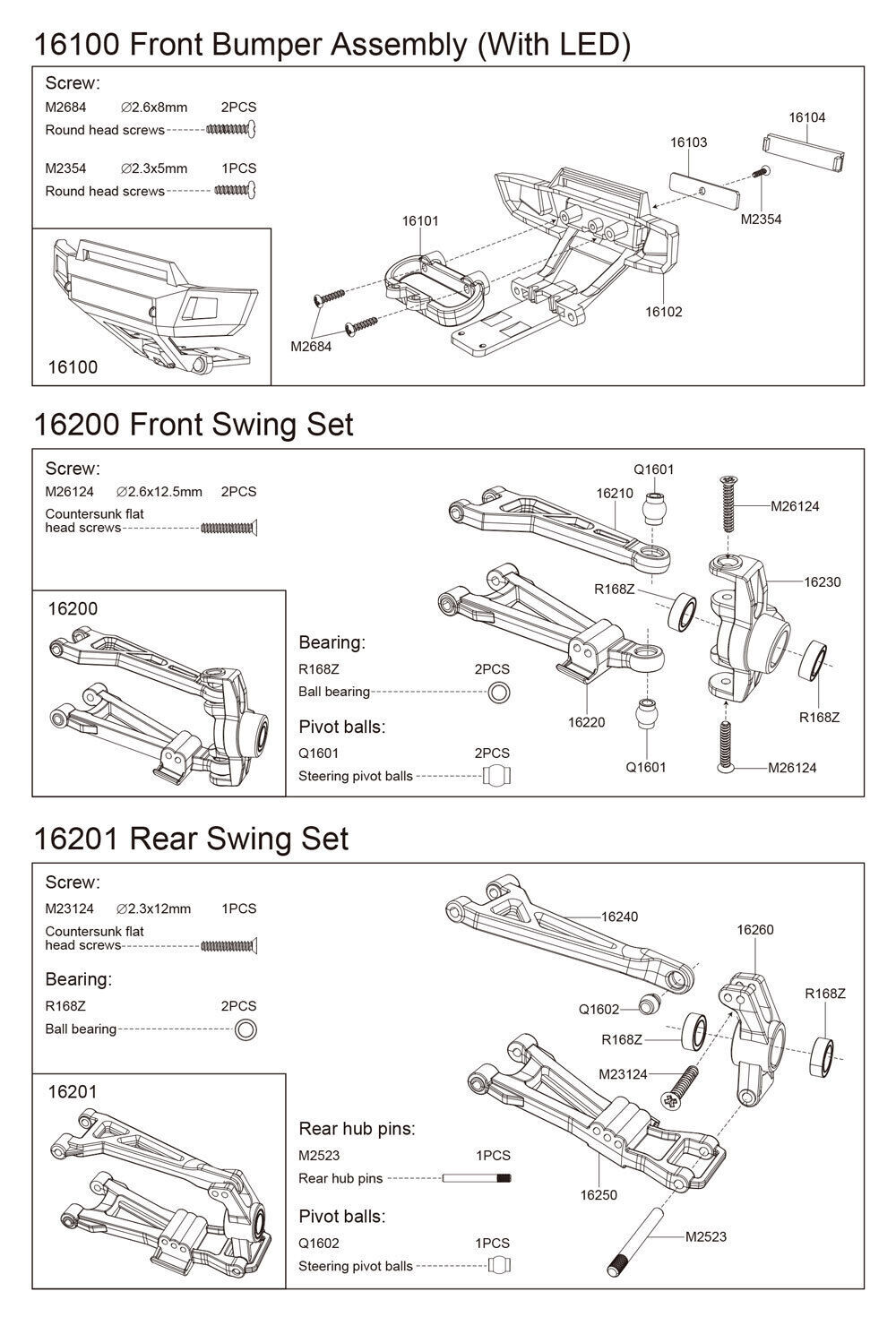 NEW Original Replacement Spare Car Parts Mjx Hyper Go H16h H16e H16p ...