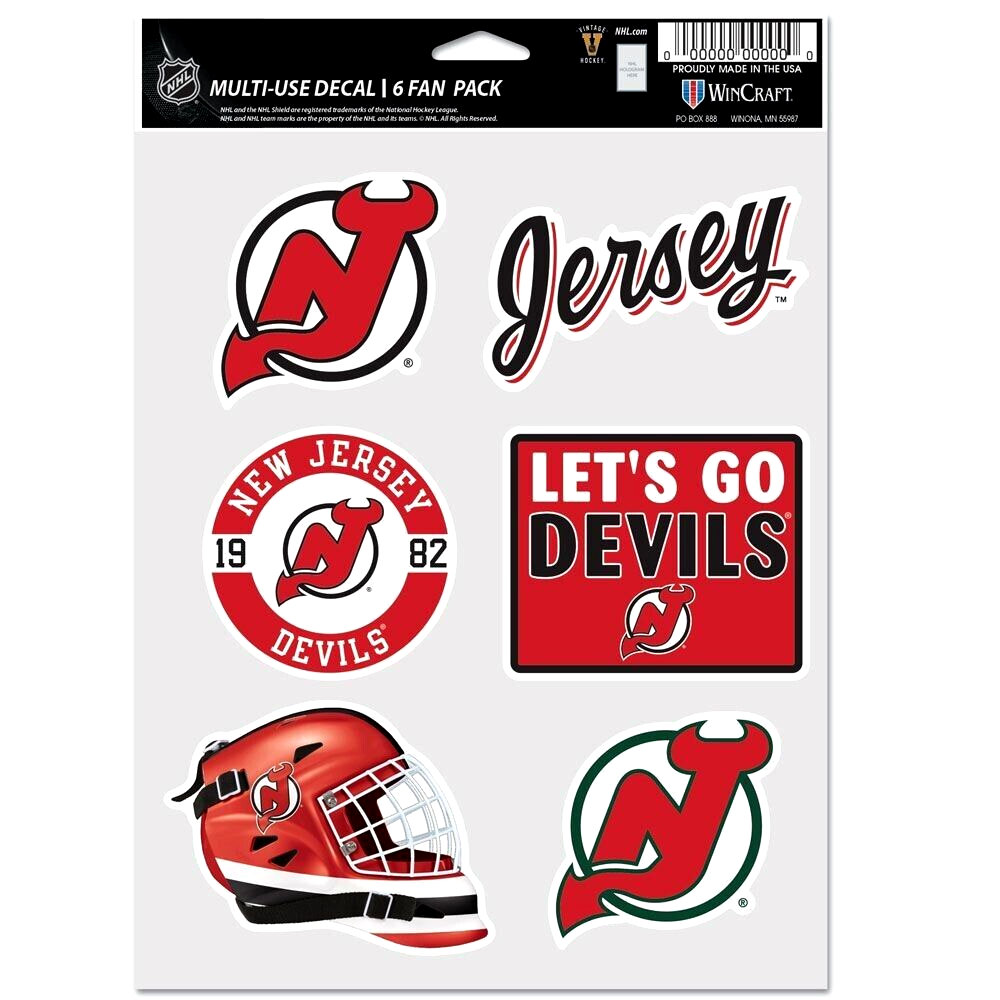 New Jersey Devils Multi-Use 6 Fan Pack NHL Decal Stickers *Free ...
