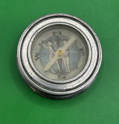Vintage Pewter Compass with Cherubs Working Angel Dial Nautical Desk ...