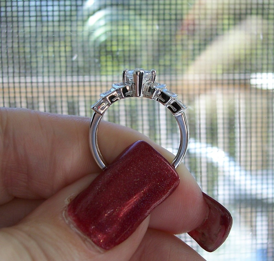 Marquise Cut Stair Step Ring Cubic Zirconia 925 Sterling Silver Women's ...