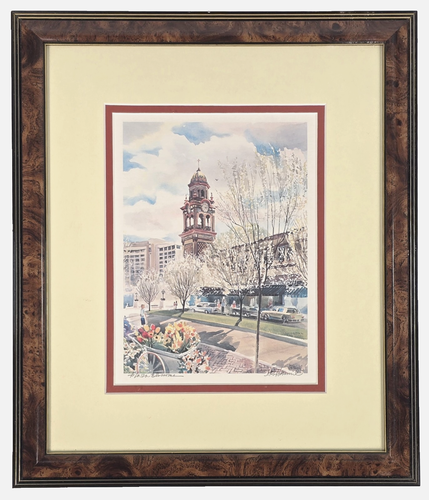 VTG JR Hamil PLAZA BLOSSOMS Matted Framed Signed Watercolor Print ...