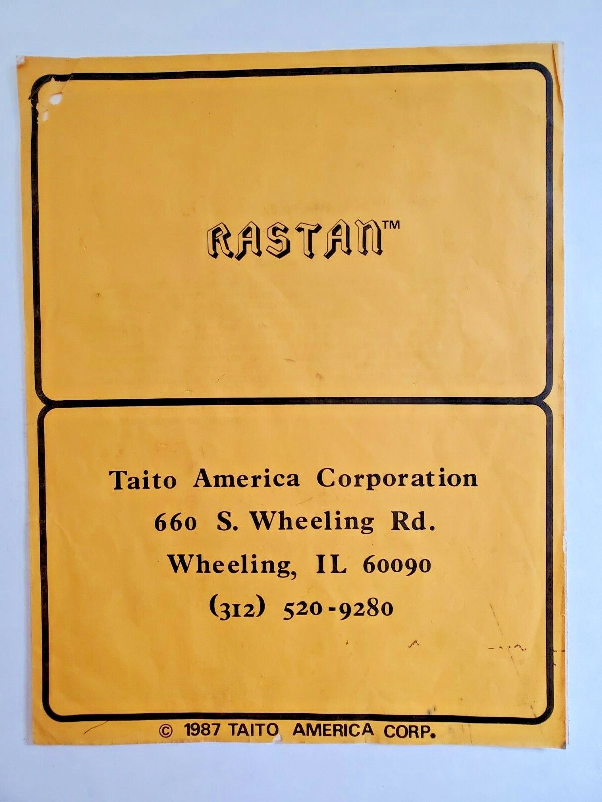 TAITO RASTAN UPRIGHT ARCADE VIDEO GAME OWNERS MANUAL | eBay