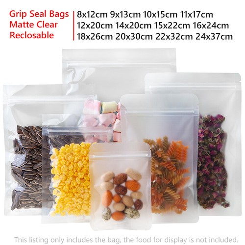 Self Resealable Bags Grip Seal Zip Lock Matte/Transparent Plastic Baggy ...