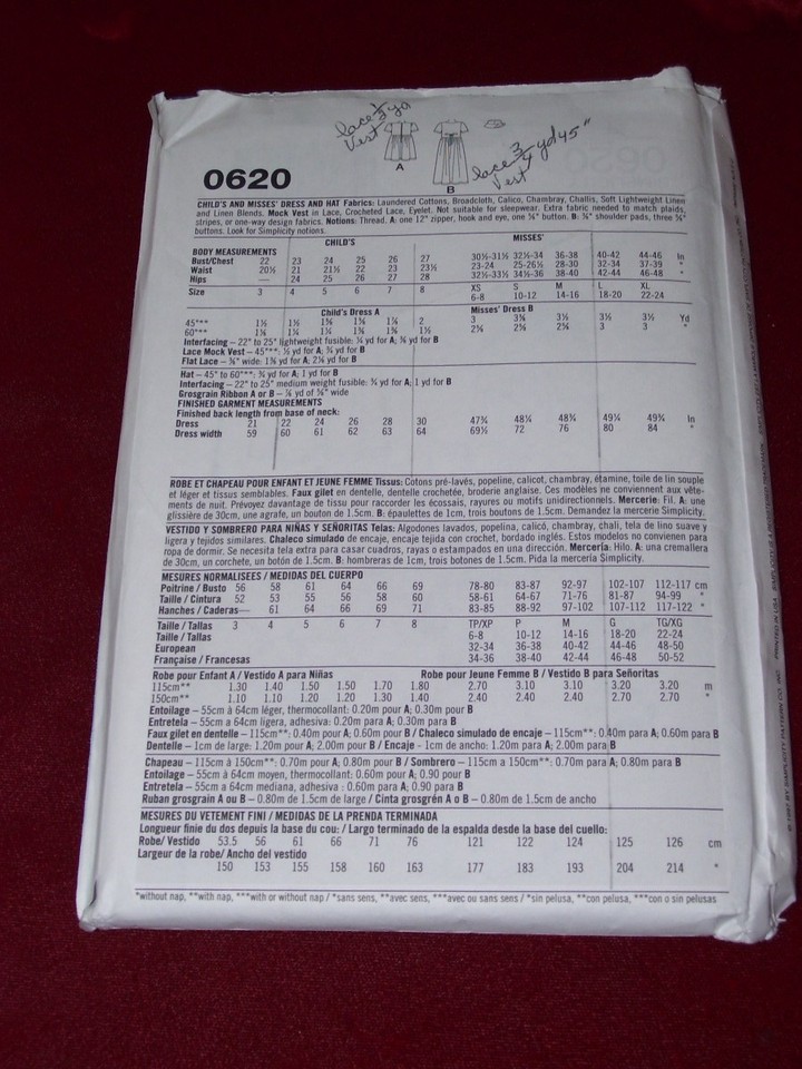 🌹 UNCIRCULATED SIMPLICITY #0620 / #7528 - MOTHER-DAUGHTER DRESS-HAT ...