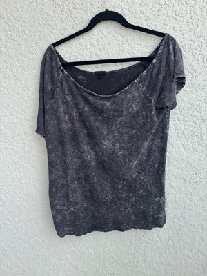 Torrid 1x off the shoulder acid wash gray grunge t shirt plus size punk ...