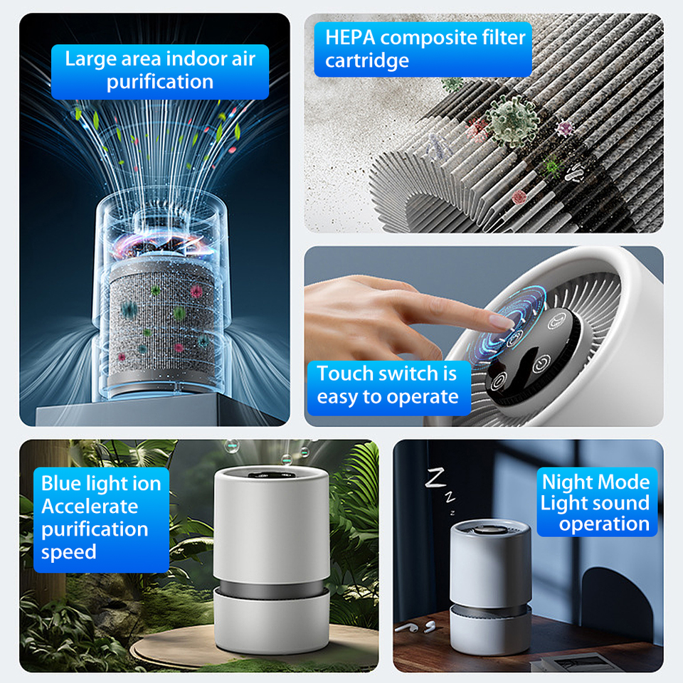 Home HEPA Air Purifier Large Room Air Cleaner for Allergies Smoke Mold ...