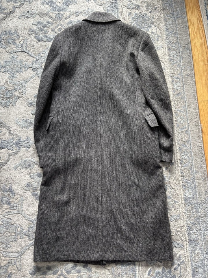 London Fog Gray Herringbone Tweed Wool Overcoat 38? Vintage Made In USA ...