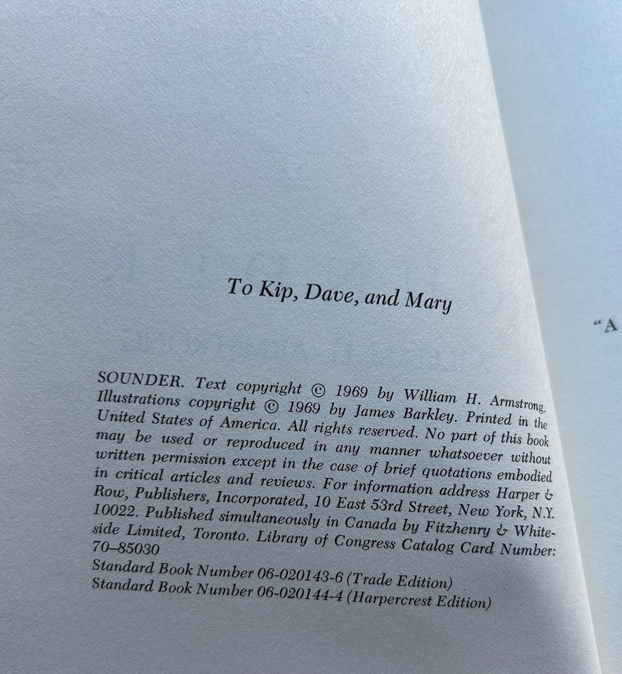 Sounder : A Newbery Award Winner by William H. Armstrong (1969 ...