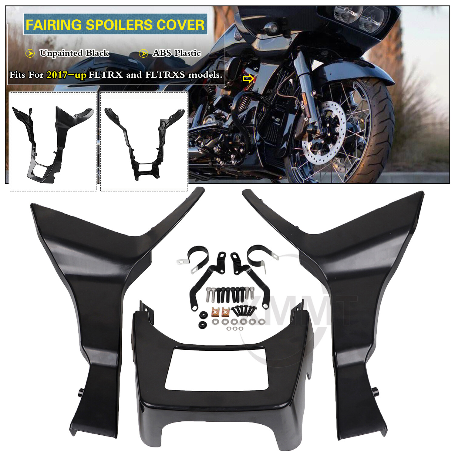 Unpainted Black Fairing Spoilers Cover For Harley CVO Road Glide ...