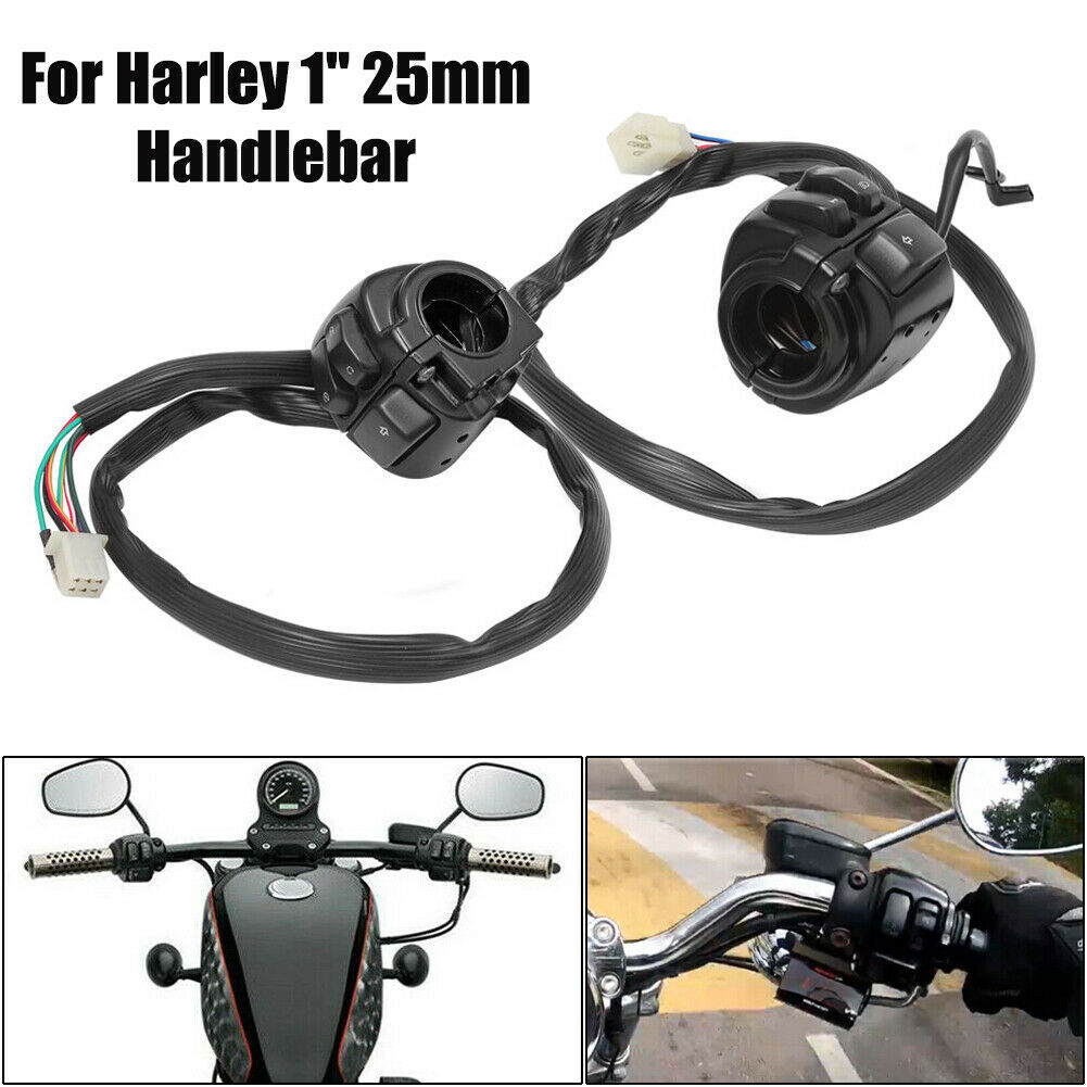 Black Motorcycle 1" Handlebar Control Switches w/ Wiring Harness Kit ...