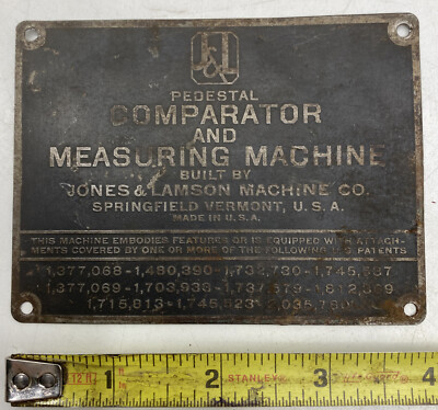VINTAGE COMPARATOR & MEASURING MACHINE Advertising Metal Emblem Sign | eBay