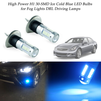 2pc Ice Blue High Power H1 30-SMD LED Fog Lights DRL Driving Lamps ...